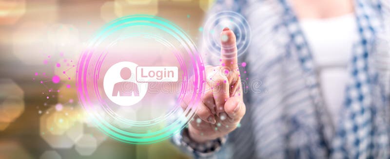 Woman Touching a Login Concept Stock Image - Image of account ...