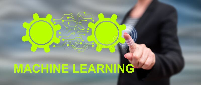 Woman Touching a Machine Learning Concept Stock Image - Image of finger ...