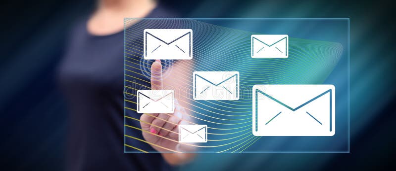 Woman Touching a Message Concept Stock Photo - Image of modern, social ...