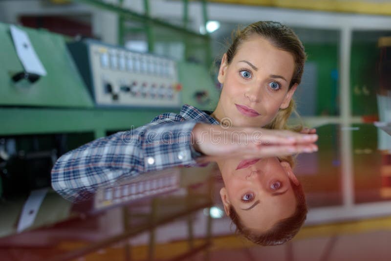 Woman Touching Metal Reflective Surface Stock Image - Image of hand ...