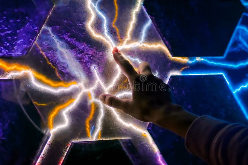 Woman Touching Plasma Panel Display Editorial Stock Photo - Image of ...