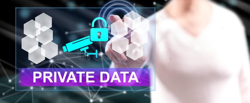 Woman Touching a Private Data Concept Stock Image - Image of data ...