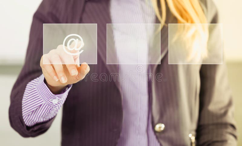 Woman touching screen stock image. Image of digitally - 203256221