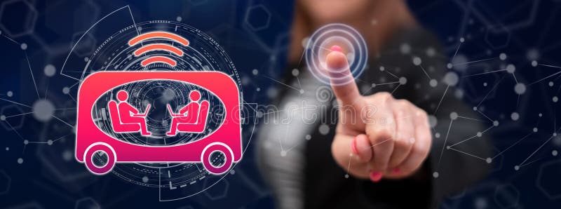 Woman Touching a Self-driving Car Concept Stock Photo - Image of ...