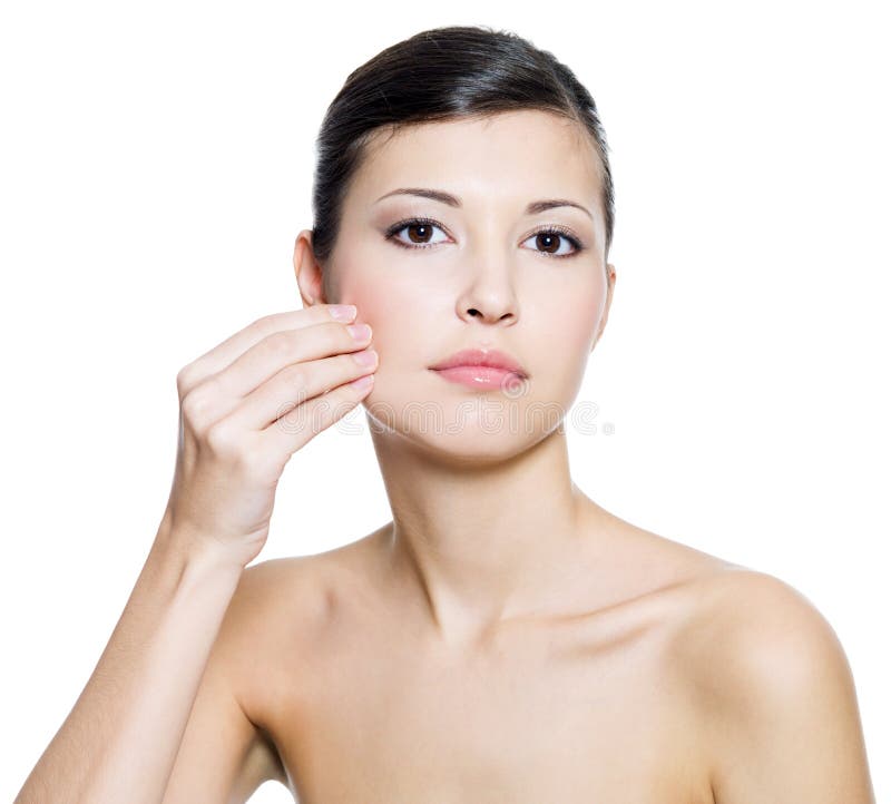 Woman Touching Skin on Cheek Stock Photo - Image of care, beauty: 17004326