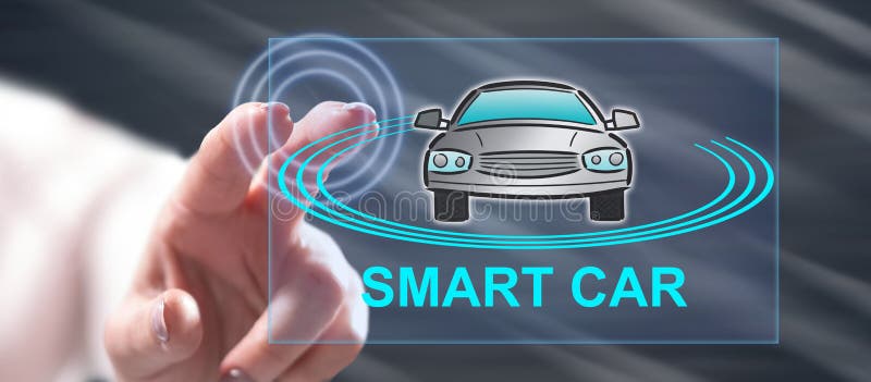 Man Touching a Self-driving Car Concept Stock Photo - Image of ...