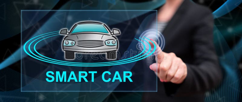 Woman Touching a Smart Car Concept Stock Photo - Image of screen ...