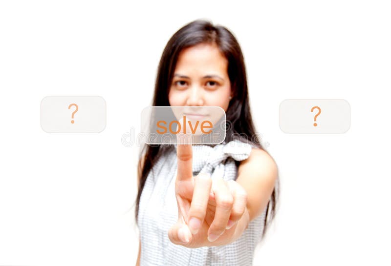 Woman Touching Solve Button Stock Photos - Free & Royalty-Free Stock ...