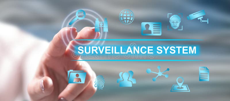 Woman Touching a Surveillance System Concept Stock Image - Image of ...