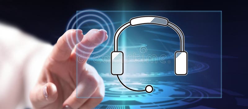 Woman Touching a Technical Support Concept Stock Photo - Image of ...