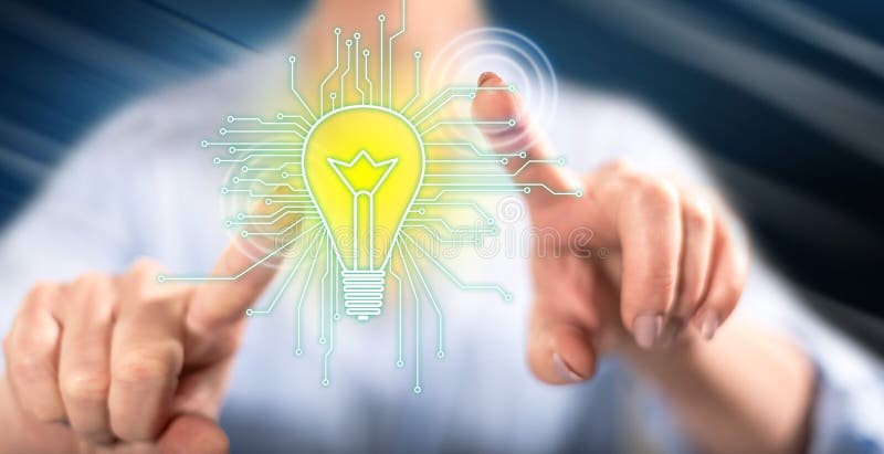 Woman Touching a Technology Innovation Concept Stock Photo - Image of ...