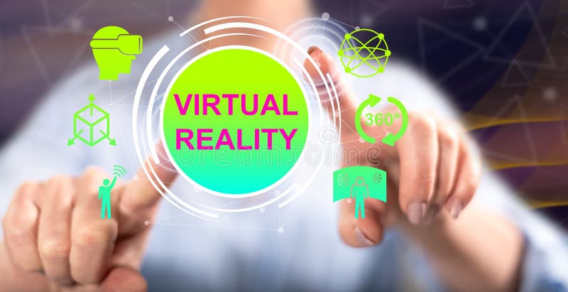 Woman Touching a Virtual Reality Concept Stock Photo - Image of reality ...