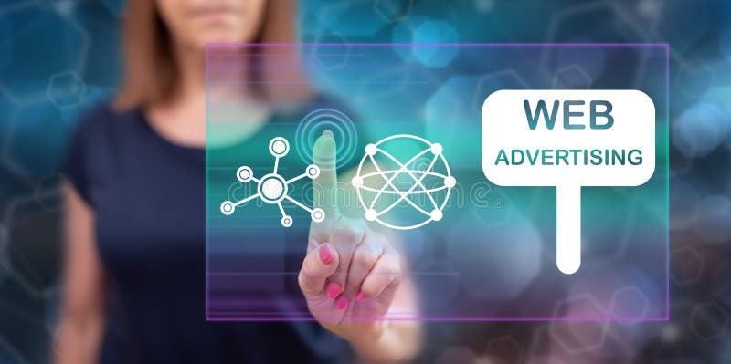 Woman Touching a Web Advertising Concept Stock Photo - Image of ...