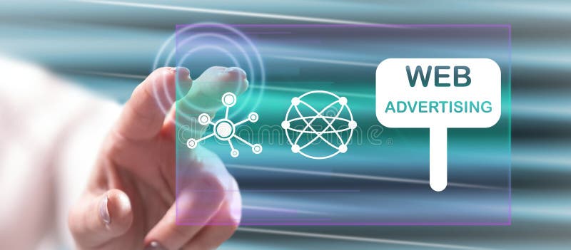 Woman Touching a Web Advertising Concept Stock Photo - Image of ...