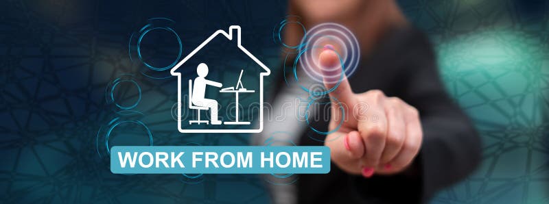 Woman Touching a Work from Home Concept Stock Photo - Image of ...
