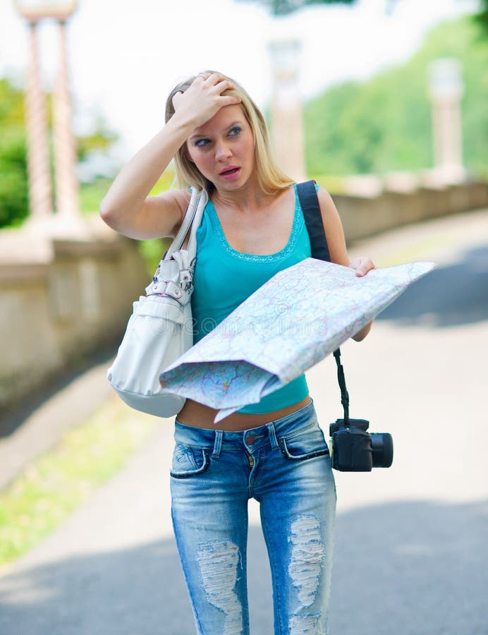 Woman tourist stock image. Image of travel, blue, town - 15083437