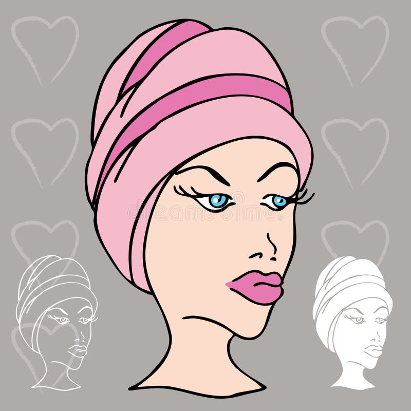 Woman with Towel on Her Head Stock Vector - Illustration of head ...