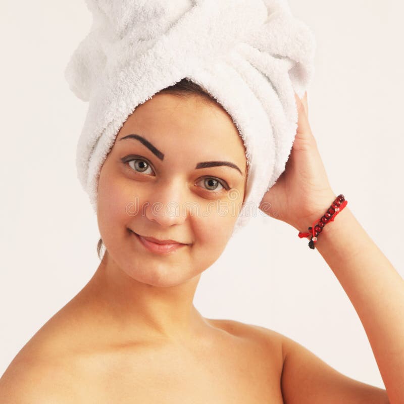 Woman with a towel stock image. Image of beautiful, beauty - 86512881