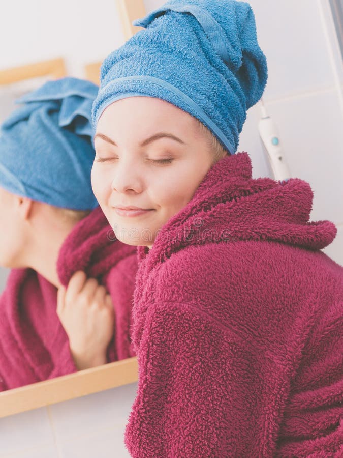 Woman In Towel After Shower Stock Image Image Of Portrait Fresh
