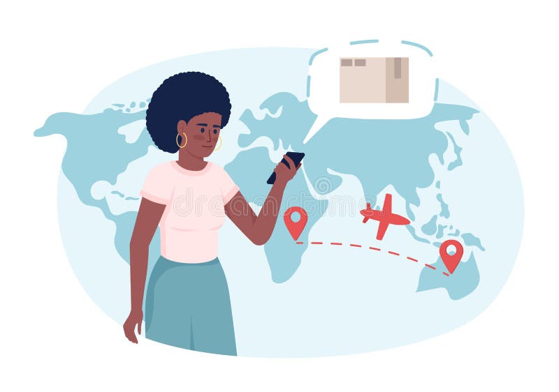 Woman Tracking Parcel with Flight Tracker Flat Concept Vector ...