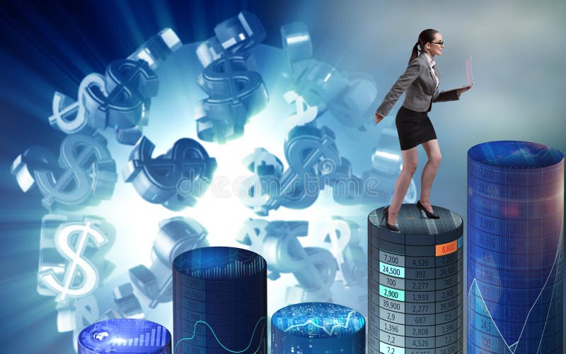 Woman Trader in Online Trading Concept Stock Image - Image of climbing ...