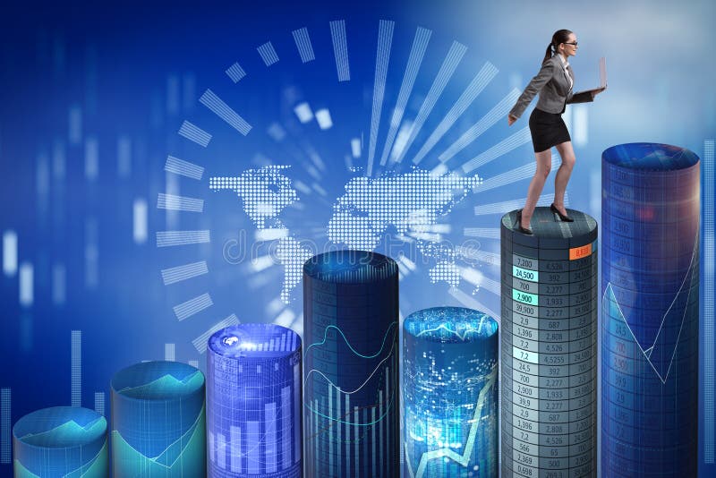 The Woman Trader in Online Trading Concept Stock Photo - Image of chart ...