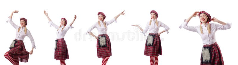 The Woman in Traditional Scottish Clothing Stock Image - Image of ...