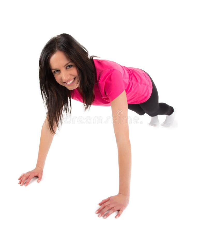 Woman Training Isolated on White Background Stock Image - Image of ...