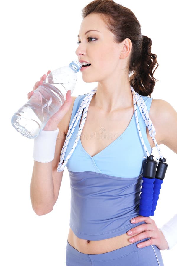 Woman Training Recreation Drinking Water Stock Image - Image of ...