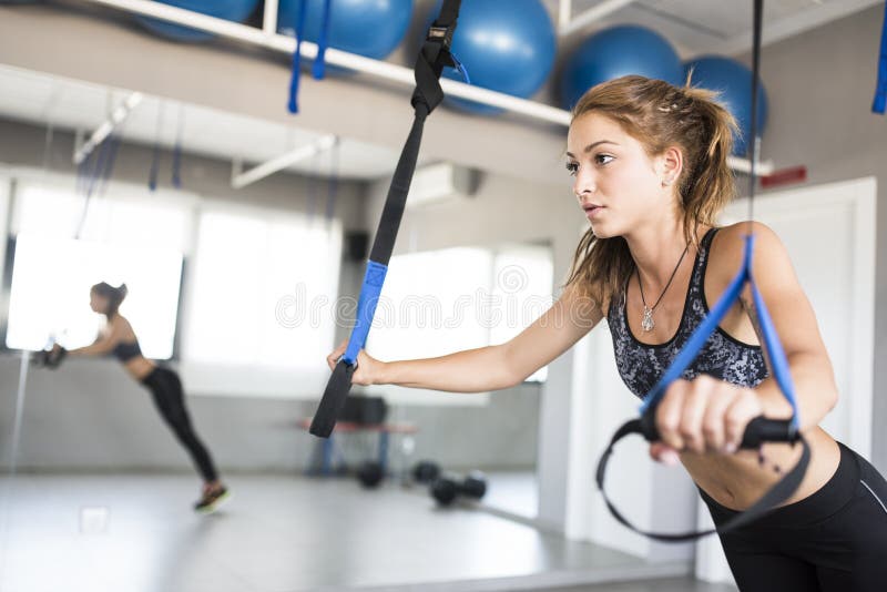 Man Training in Suspension Rope Stock Image - Image of activity ...