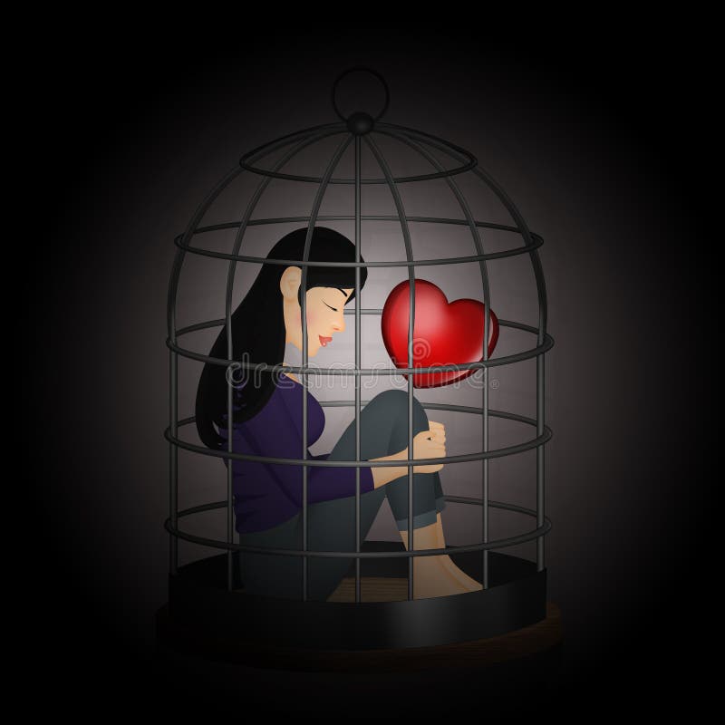 Woman trapped in the cage stock illustration. Illustration of behavior ...