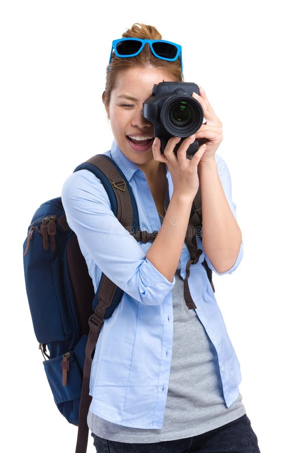 Woman Traveller Taking Photo Stock Photo - Image of beautiful, hipster ...