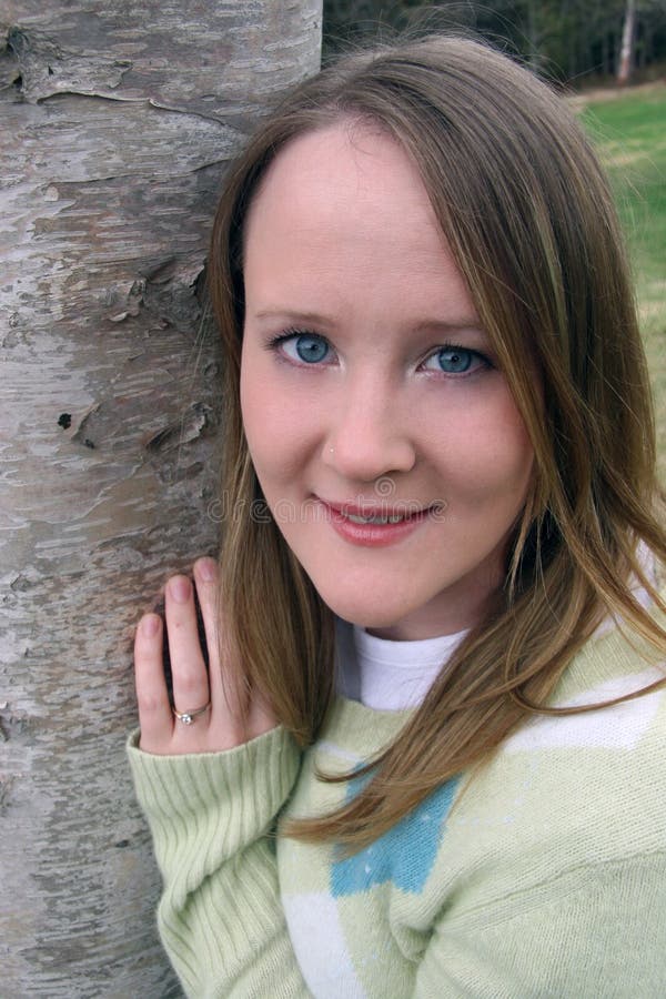 Woman by Tree stock photo. Image of ladies, outdoors, fresh - 1025474