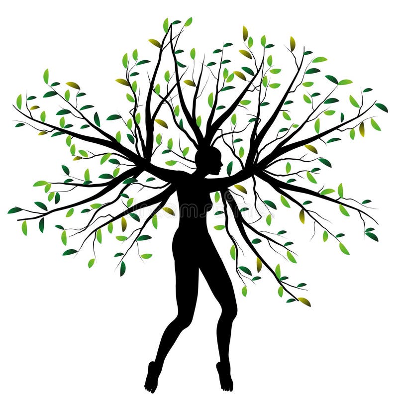 Tree and woman stock illustration. Illustration of silhouette - 40357293