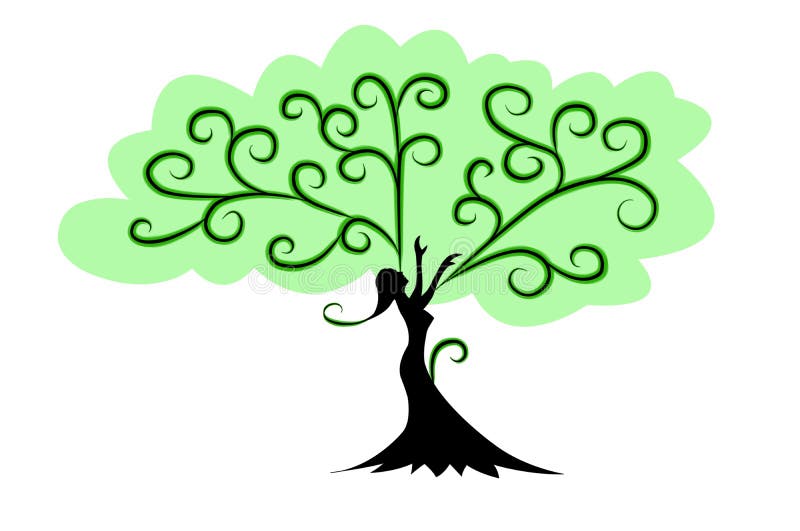 Woman Figure As a Tree with Arm Branches Stock Illustration ...