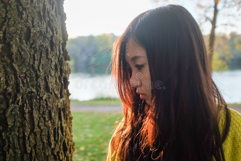 Woman with a tree stock image. Image of chinese, attractive - 35336041