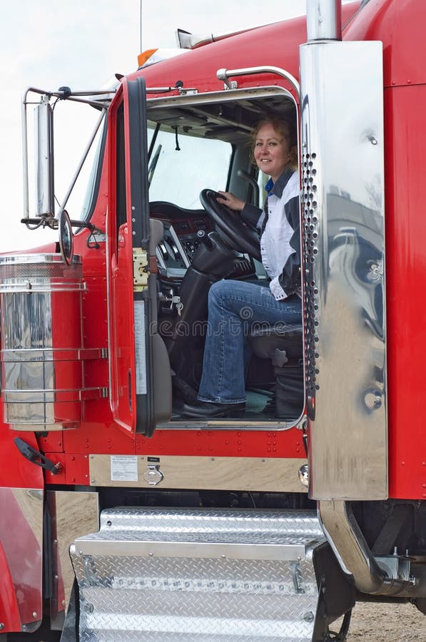 Woman truck driver stock photo. Image of steering, woman - 10408988