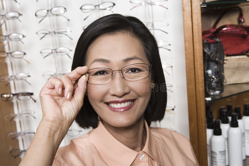 Chinese Woman Wearing Glasses Stock Photo - Image of eyeglasses, frame ...