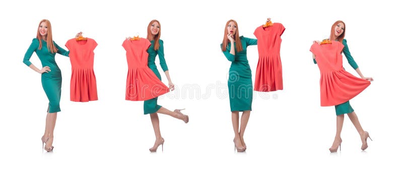 Woman Trying New Clothing On White Stock Image Image Of Luxury Isolated 172179349