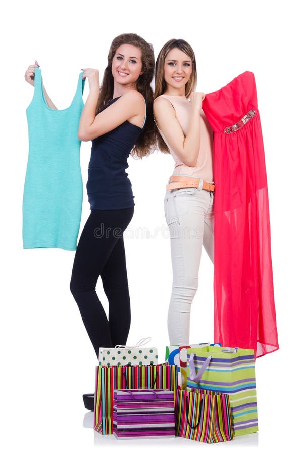 Woman trying new clothing stock photo. Image of hanger - 29368700