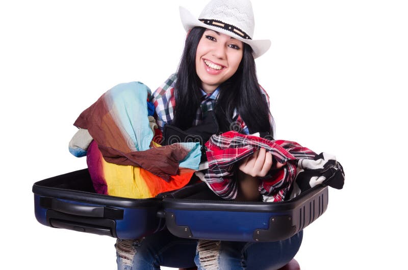 Woman Trying To Pack Too Much Isolated Stock Photos - Free & Royalty ...
