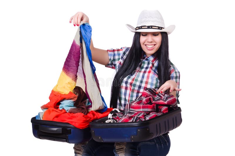 Woman Trying To Pack Too Much Isolated Stock Photos - Free & Royalty ...