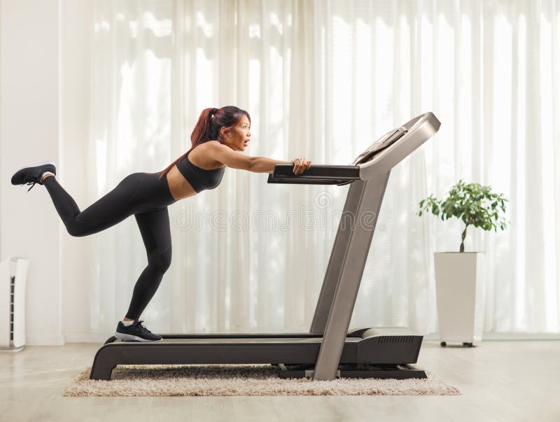 Woman Trying To Run Fast on a Treadmill Stock Photo - Image of cardio ...