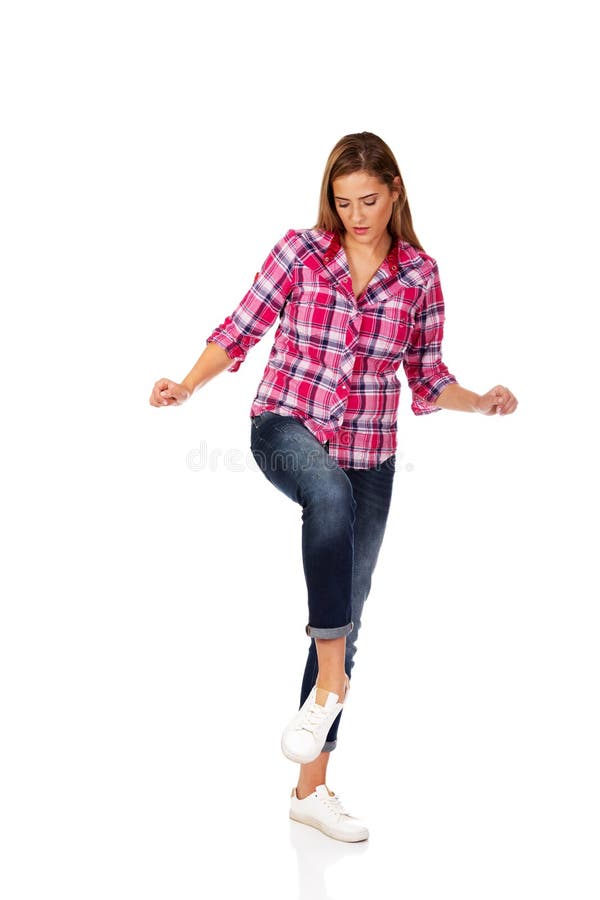 Woman Trying To Trample Something Stock Image - Image of irritation ...