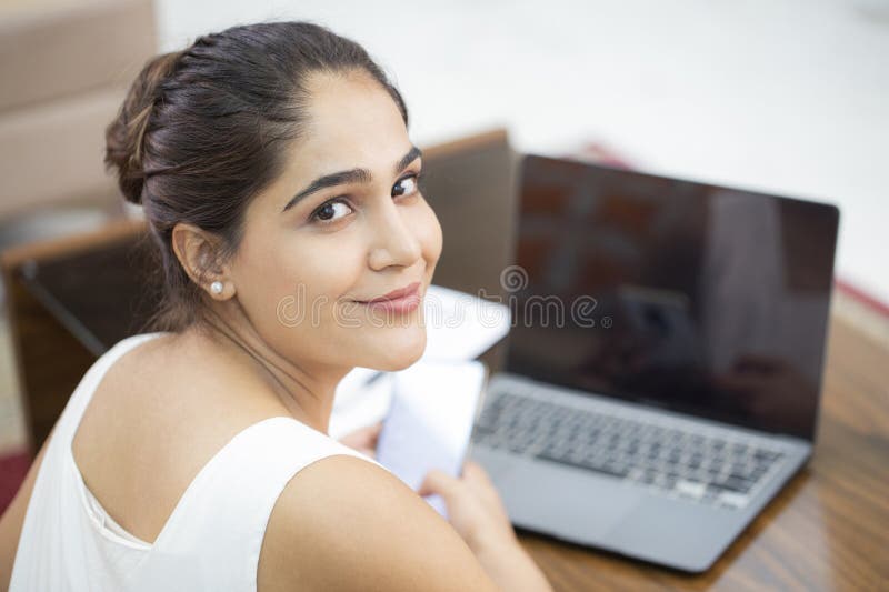 Woman Turning Back and Looking Towards the Camera Stock Photo - Image ...