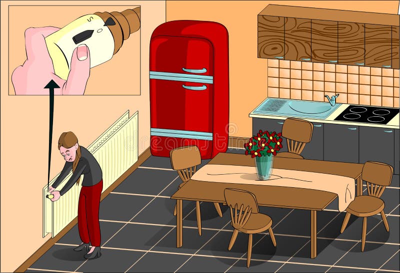 Woman Heating Stomach with Heating Pad Cartoon Vector Illustration ...