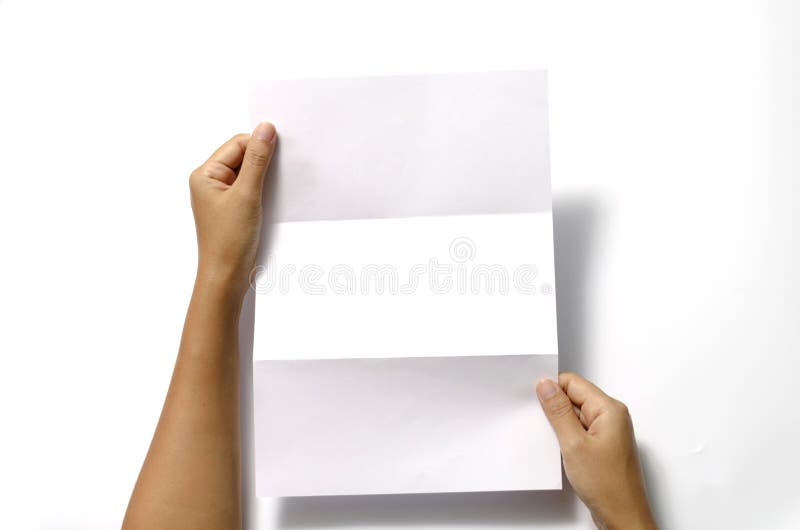 Woman Two Hands Holding Paper Stock Photo - Image of hold, document ...