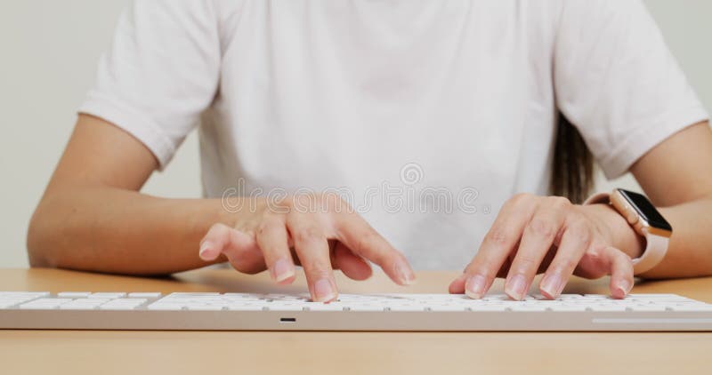 Woman Type on Keyboard for Working Stock Photo - Image of work ...