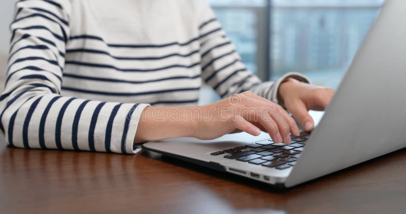 Woman Type on Laptop Computer Stock Photo - Image of female, office ...