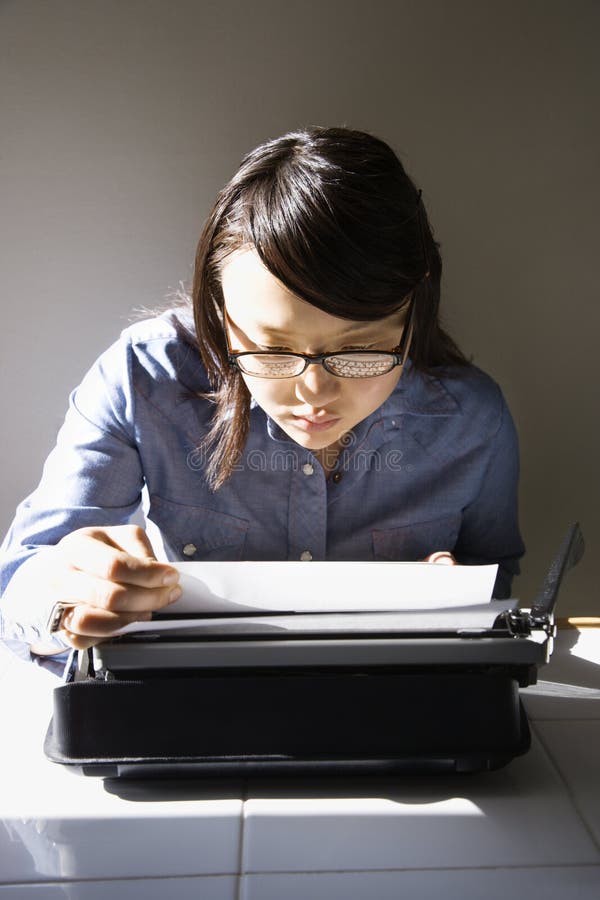 Woman with typewriter. stock image. Image of american - 2425195